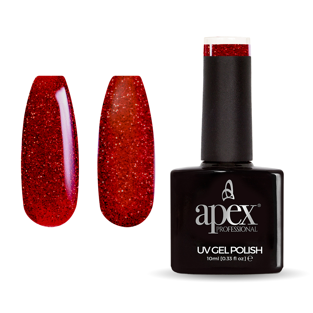 Buy Apex Professional Deep Red Sparkle Gel Polish | Just Nail Direct ...