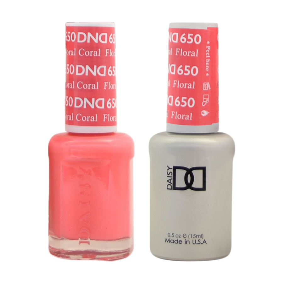 DND DUO Nail Lacquer and UV|LED Gel Polish Floral Coral 650 (2 x 15ml ...